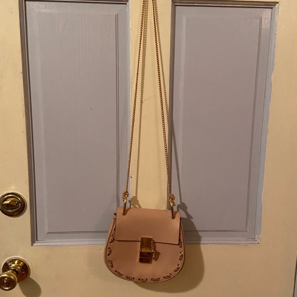 Chloe Drew' Leather & Chain Link Crossbody Bag - Gem